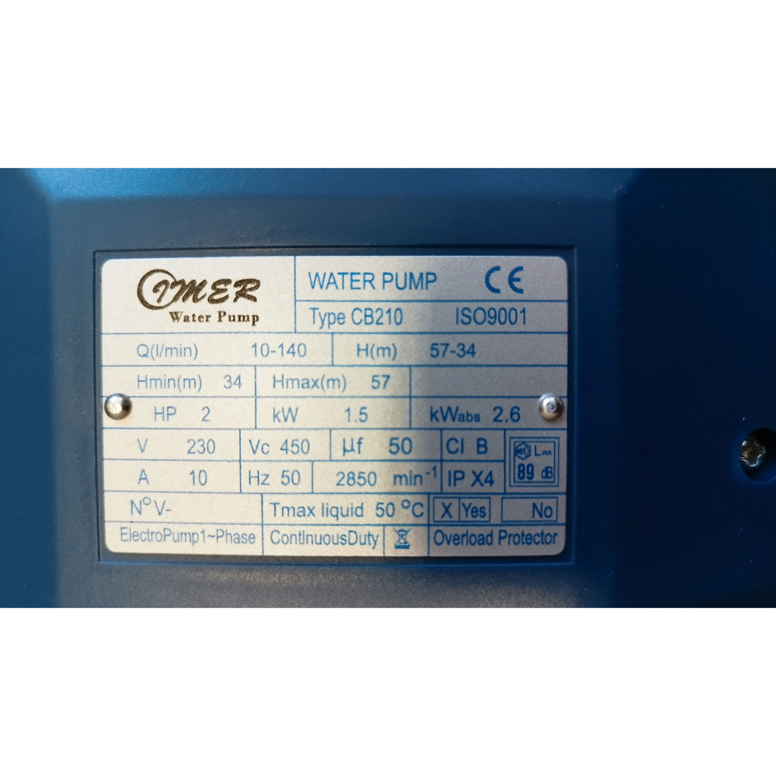 پمپ دو اسب دو پروانه ایمر IMER مدل CB210 یک اسب بخار ایران 18ماه ضمانت - راسا پمپ